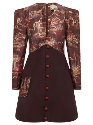 ALEMAIS Ezra Printed Linen-blend Mini Dress - Chocolate