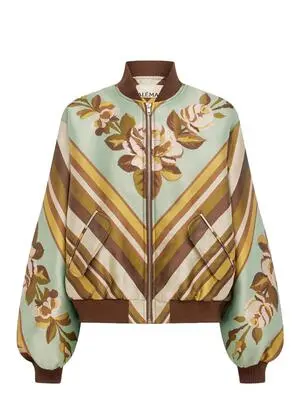 ALEMAIS La Rosa Printed Jacquard Bomber Jacket - Multi