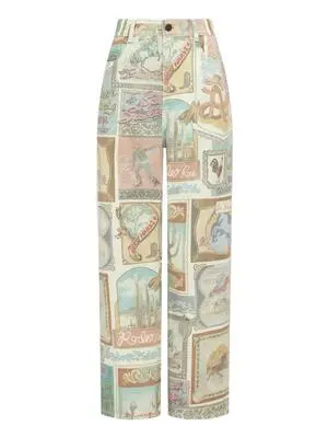 ALEMAIS Andie Printed Mid-rise Straight-leg Jeans - Multi