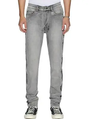 Ksubi Chitch Graphic Cotton Tapered-leg Jeans - Grey