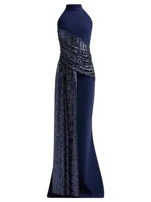 CHIARA BONI LA PETITE ROBE Virgo Sequined High Neck Gown