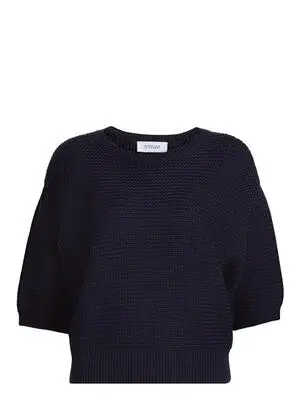 Derek Lam 10 Crosby Madison Cotton Elbow-sleeve Sweater - Navy