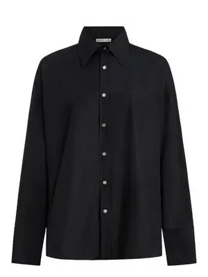 Derek Lam 10 Crosby Carine Snap-detail Cotton Poplin Shirt - Black