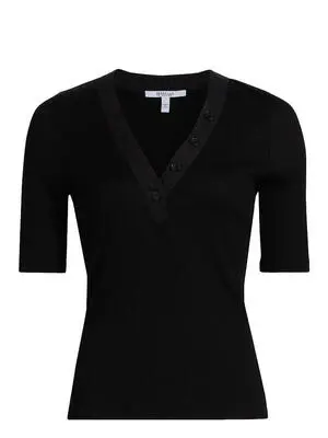 Derek Lam 10 Crosby Adrian V-neck Ribbed T-shirt - Black