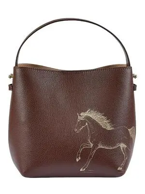 Gigi New York Melissa Bamber X : The Equestrian Edition Graceful Horse Selena Leather Bucket Bag - Brown