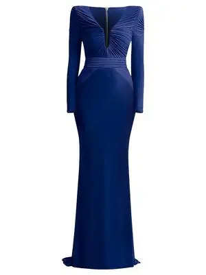 ZHIVAGO The Bloom Gathered Jersey Gown Midnight
