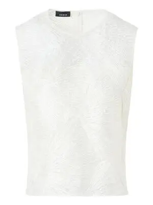 Akris Lacquered Fan Lace Top - Ecru