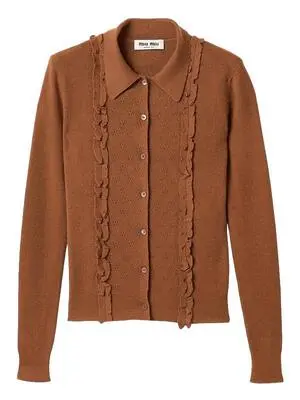 Miu Miu Cashmere And Silk Cardigan - Brown