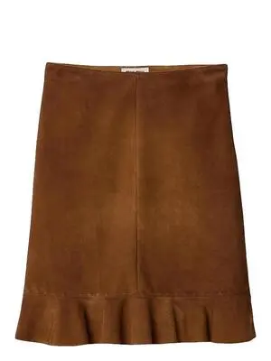 Miu Miu Waxed Suede Skirt - Brown