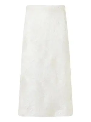 Akris Lacquered Fan Lace A-line Skirt - Ecru