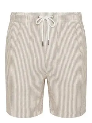 Onia Classic Striped Linen-blend Drawstring Shorts - Beige