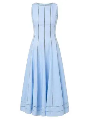 NICHOLAS THE LABEL Lark Linen Lattice-trim Midi-dress