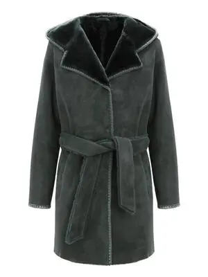 Gorski Merino Shearling Lamb Parka With Embroidered Trim - Emerald