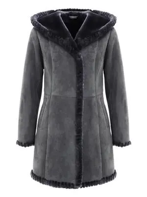 Gorski Shearling Lamb Parka With Whipstitch Trim - Anthracite