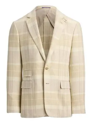 Ralph Lauren Purple Label Kent Plaid Silk-linen-cashmere Single-breasted Sport Coat - Champagne Multi