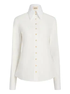Khaite Ivy Cotton Button-front Top - Chalk