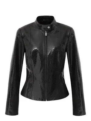 Gorski Metis Suede Python Printed Zip Jacket - Anthracite