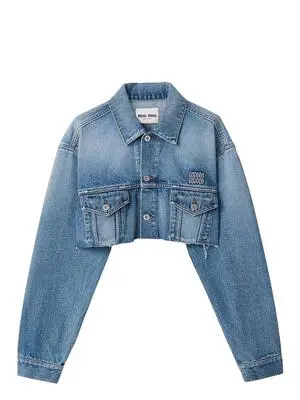 MIU MIU Cropped Washed Denim Jacket