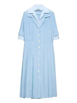 Prada Pongé And Poplin Shirt Dress - Blue