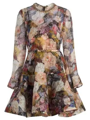 Zimmermann Alchemy Floral Linen-silk Minidress - Rosette