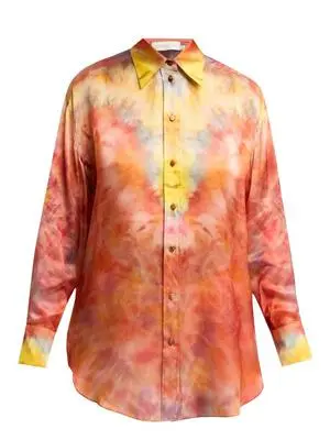 Zimmermann Alchemy Tie-dye Silk Satin Shirt - Ruby Tie Dye