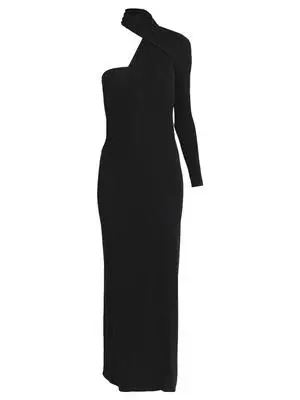 COURREGES One-shoulder Crepe Jersey Gown - Black