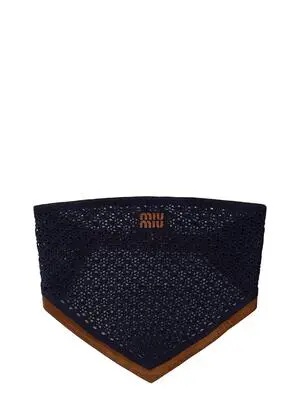 Miu Miu Cotton And Suede Bandana Top - Blue