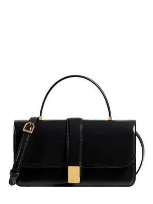 Khaite Blake Leather Top Handle Bag Black