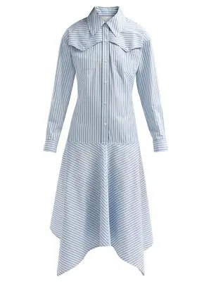 3.1 Phillip Lim Striped Cotton Poplin Handkerchief Midi Shirtdress - Sky Blue Multi