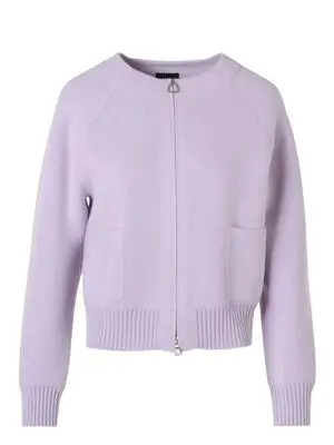 Akris Cashmere Piqué Zip Cardigan Malva