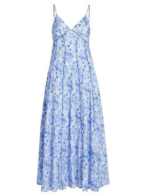 Rosie Assoulin Cami Floral Cotton Poplin Maxi Dress - Blue Multi