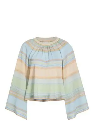 ZIMMERMANN Indra Striped Bell-sleeve Knit Top