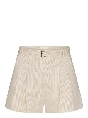 FRAME The Striped Soho Wide-leg Belted Shorts - Ecru Multi