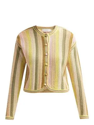 Zimmermann Indra Striped Crochet Cotton Cardigan - Multi