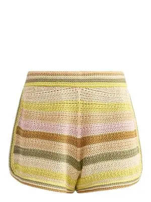 Zimmermann Indra Stripe Crochet Cotton Shorts - Multi