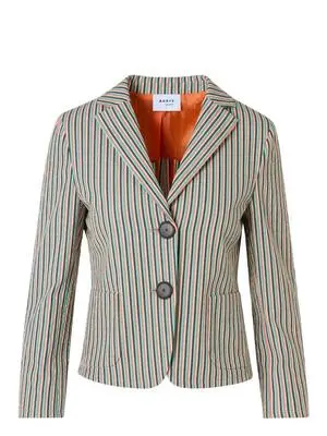 AKRIS Seersucker Stripe Stretch-cotton Blazer
