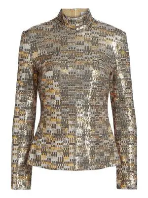 ROSETTA GETTY Bauhuas Mesh Sequined Top