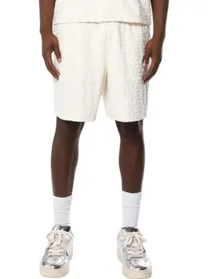PURPLE BRAND Embossed Logo Terry-towel Shorts Off White