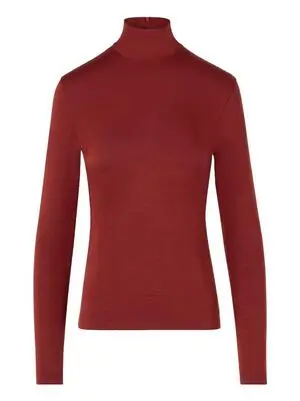 Akris Mock Neck Turtleneck Jersey Top - Copper