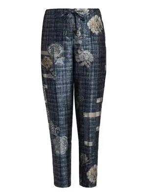 Giorgio Armani Plaid Floral Tapered Trousers - Outer Space