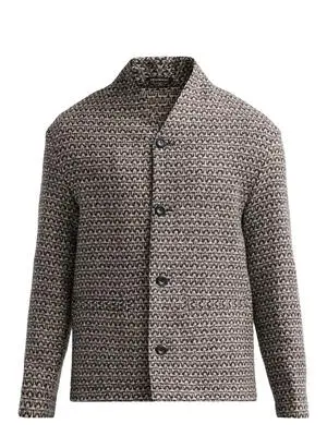 EMPORIO ARMANI Geo Tweed-effect Wool Cardigan Jacket