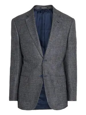 Emporio Armani Melange Wool-blend Sport Coat - Blue Multi