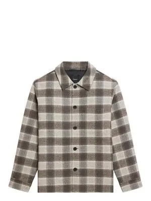 Theory Check Double-face Wool-cashmere Overshirt - Feather Multi