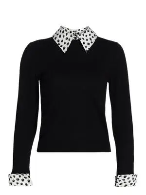 Alice + Olivia Porla Wool Collared Sweater - Black