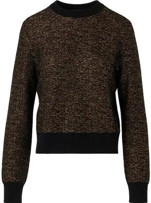 Akris Metallic Cashmere-blend Crewneck Sweater - Black Gold
