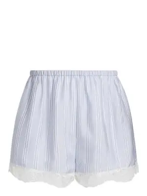 FRAME The Stripe Silk Lace-trim Shorts - Chambray Multi