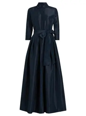 Simkhai Julip Tie-waist Shirtdress-style Gown - Midnight