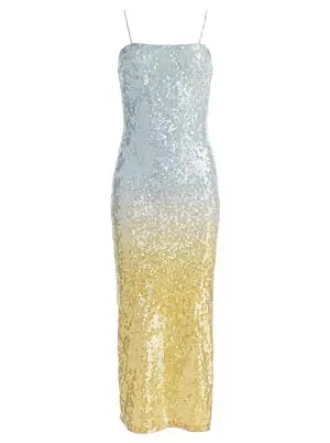 Alice + Olivia Fifi Sequin Sheath Midi-dress - Clear Skies