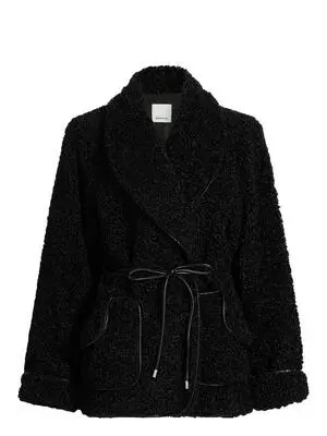 Simkhai Kimia Tie-waist Faux Sherpa Jacket - Black