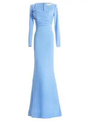 Dress The Population Delores Satin Square Neck Mermaid Gown - Sky